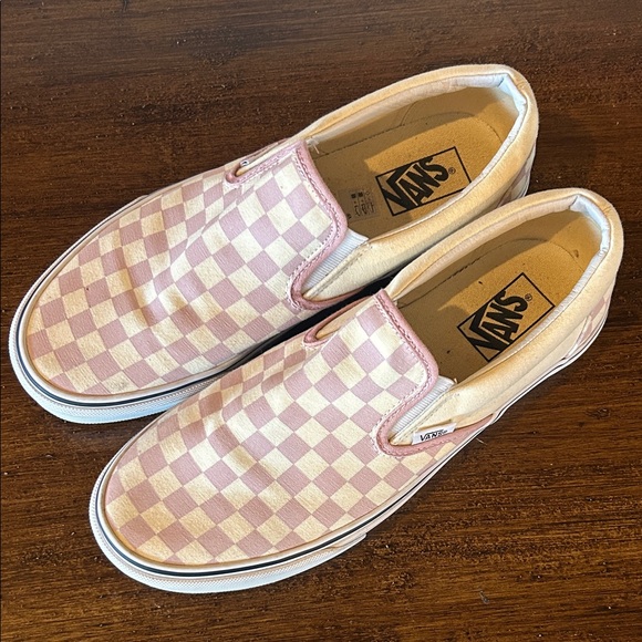 Vans | Shoes | Vans Purple And Cream Checkered Slipons | Poshmark